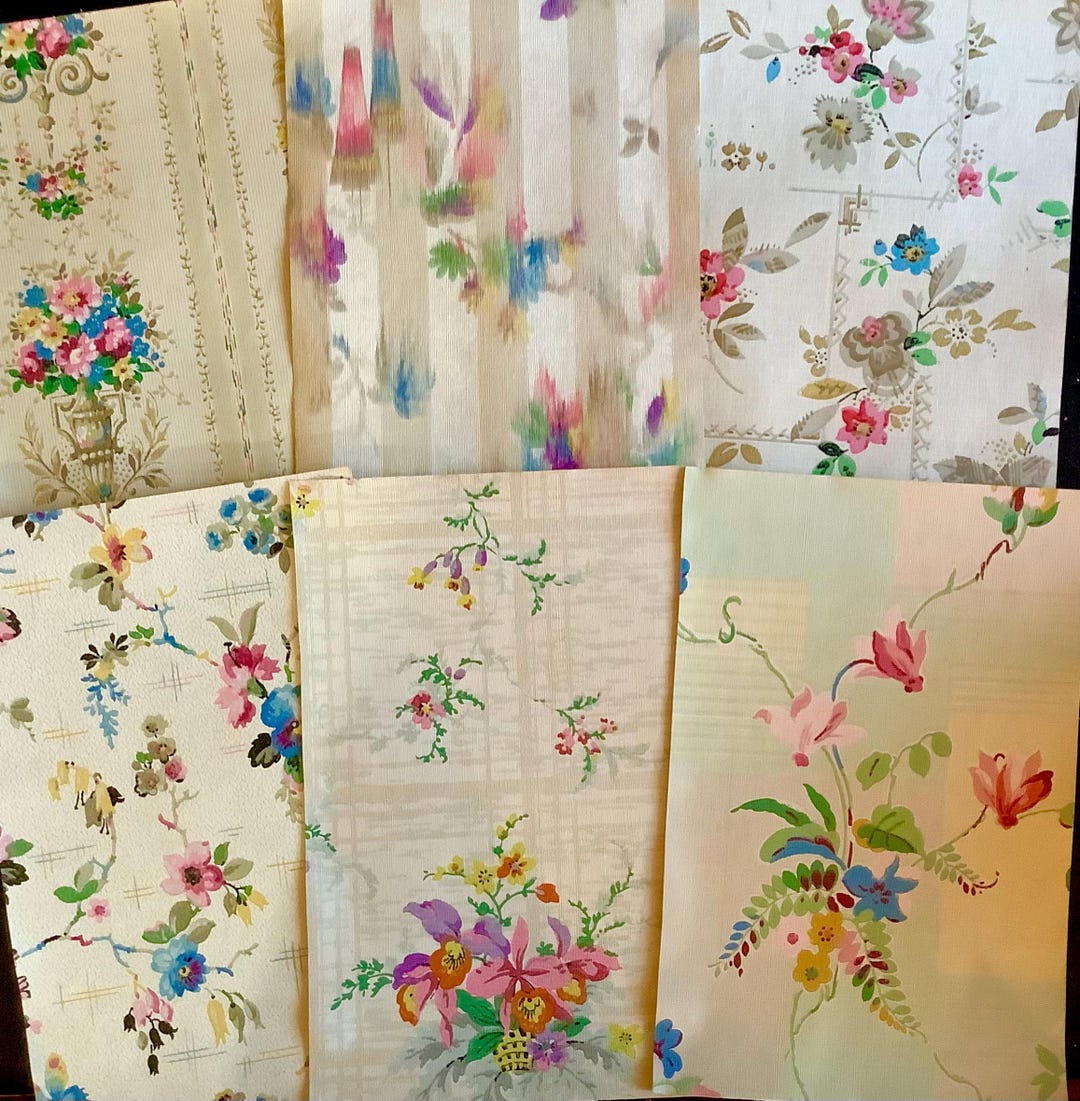 6 Large Authentic Vintage Wallpaper Samples. 1930s Sears Roebuck and Co ...