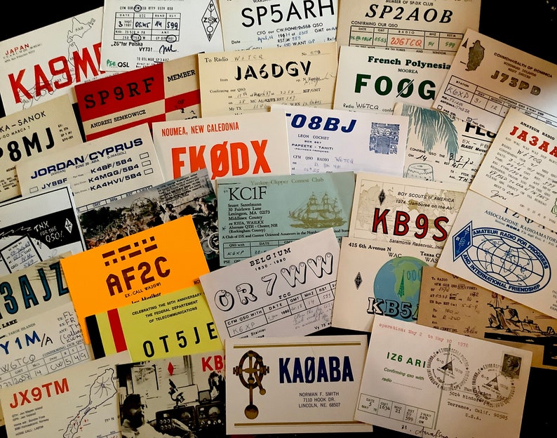 10 QSL Cards. Vintage Radio Cards. Vintage Ephemera. Junk Journal Collage Material. Vintage ...