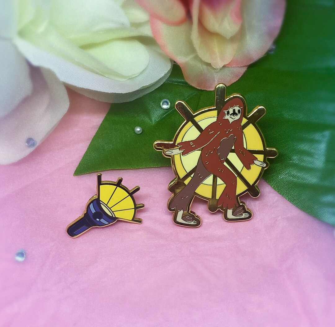 Cryptid Bigfoot & Flashlight Enamel Pin Set - Etsy