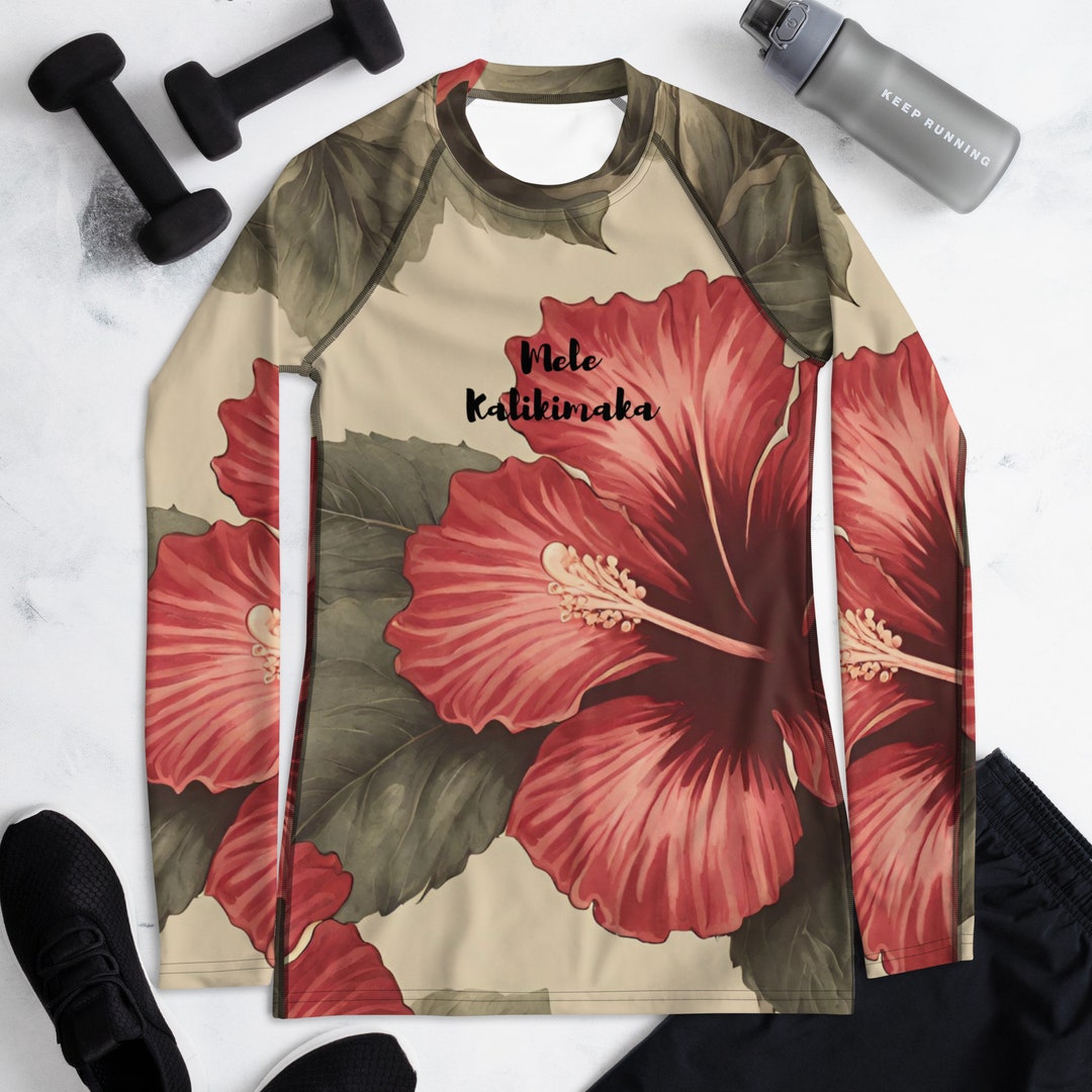 Mele Kalikimaka Rash Guard Hibiscus Flower Rash Guard Hawaii - Etsy