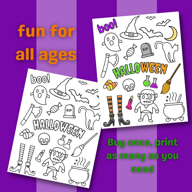 Halloween Coloring Page, Happy Halloween, Fall Activity Sheet, Teacher ...