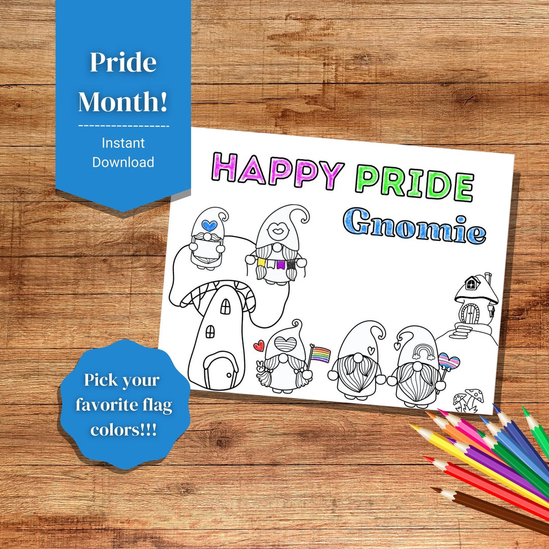 Pride Month, Happy Pride, Coloring Page, LGBTQ, Pride Flag, Gnome - Etsy