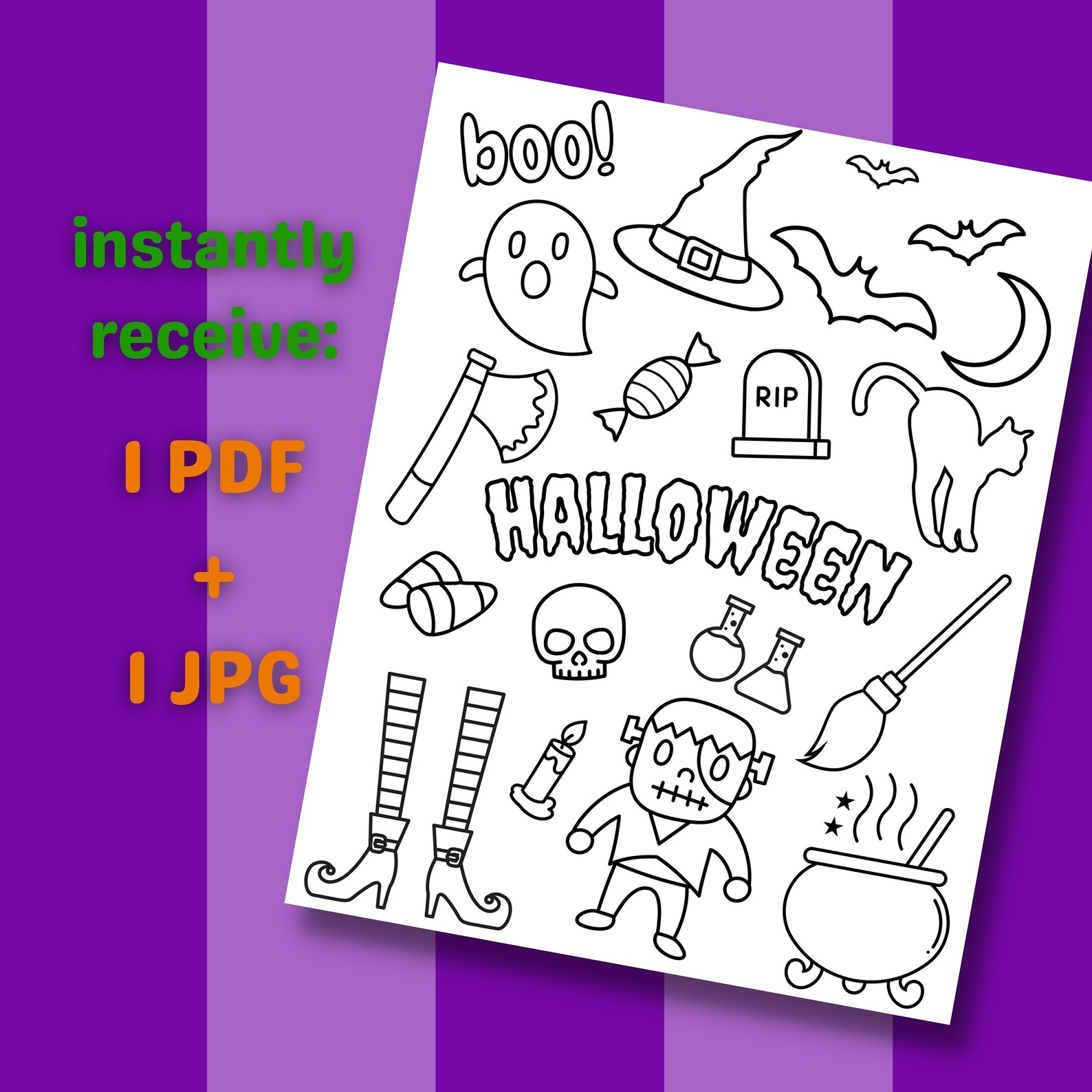 Halloween Coloring Page, Happy Halloween, Fall Activity Sheet, Teacher ...