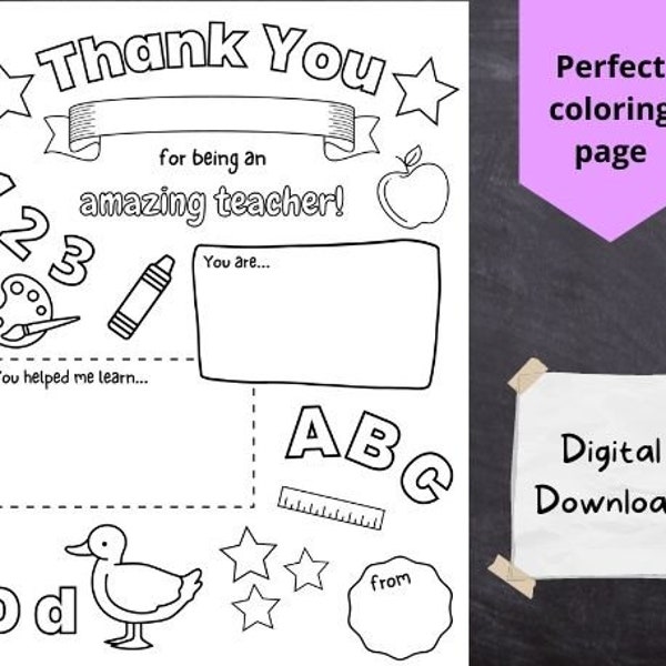 Printable Teacher Appreciation Coloring Page - Etsy