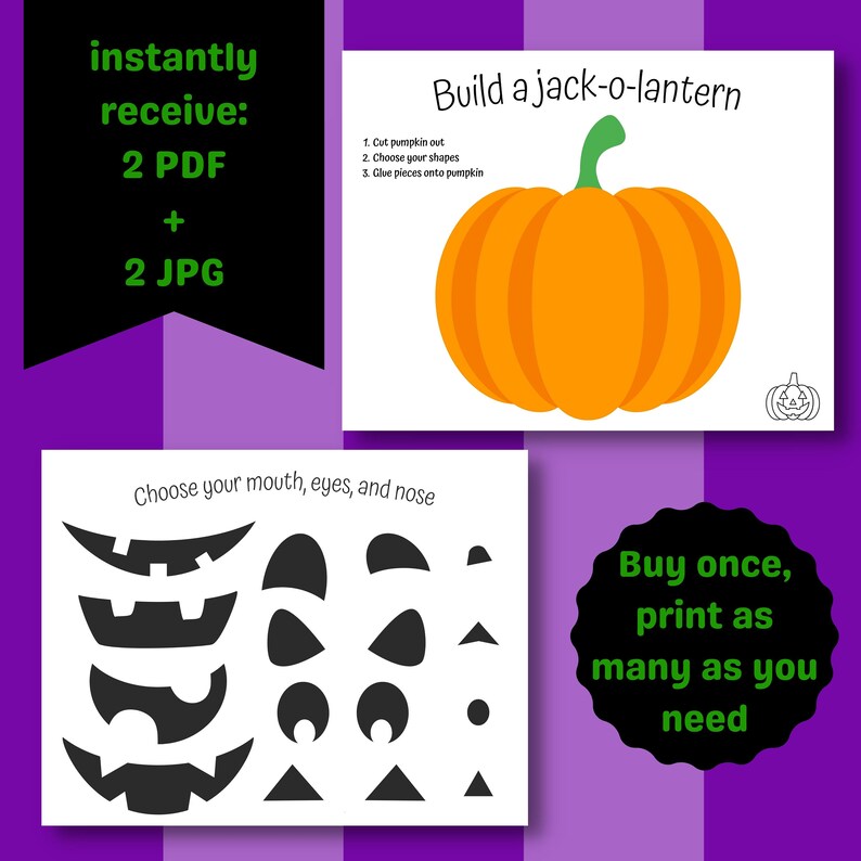 Build a Jack-o-lantern, Halloween Activity, Pumpkin Matching, Teacher ...