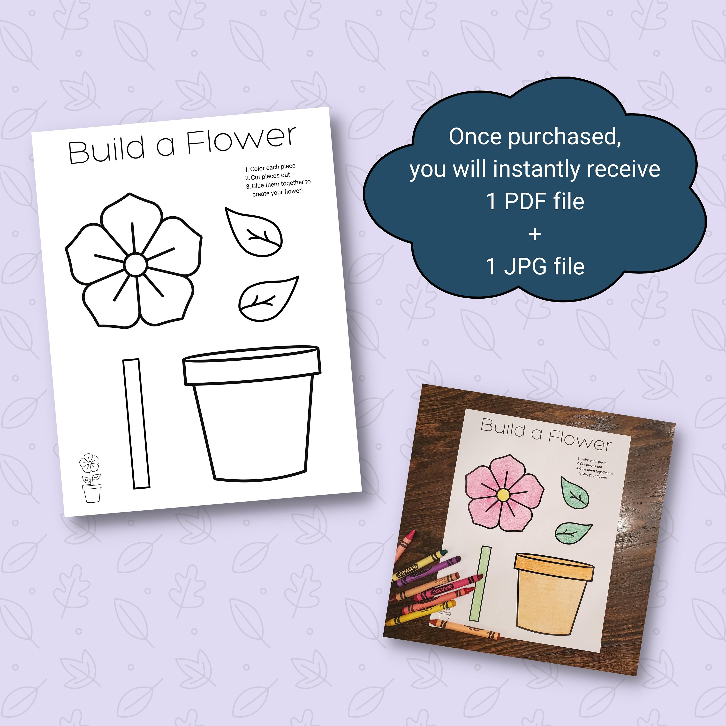 Build a Flower, Indoor Fun Printable Craft, Preschool Activity ...