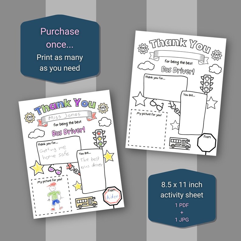 Thank You Bus Driver Activity Sheet, Teacher Appreciation, Back to ...