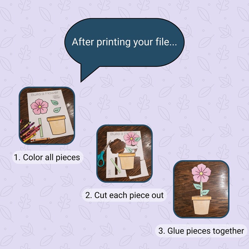 Build a Flower Printable Craft, Cut and Paste Activity (PDF) - Etsy