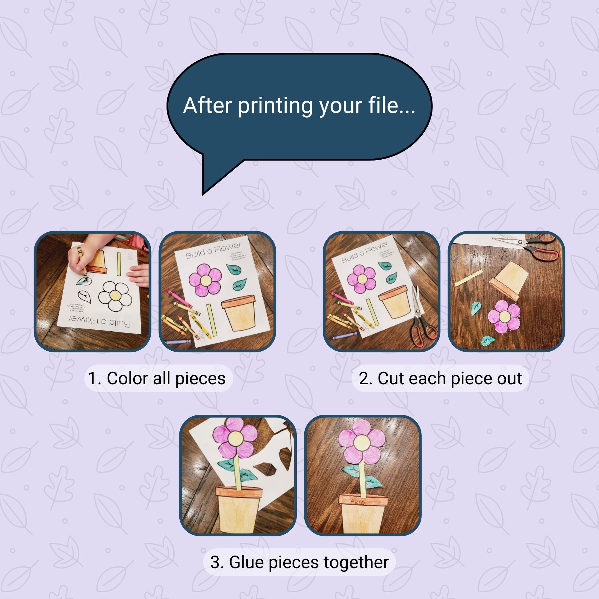 Build a Flower Printable Craft, Indoor Preschool Activity, Rainy Day ...