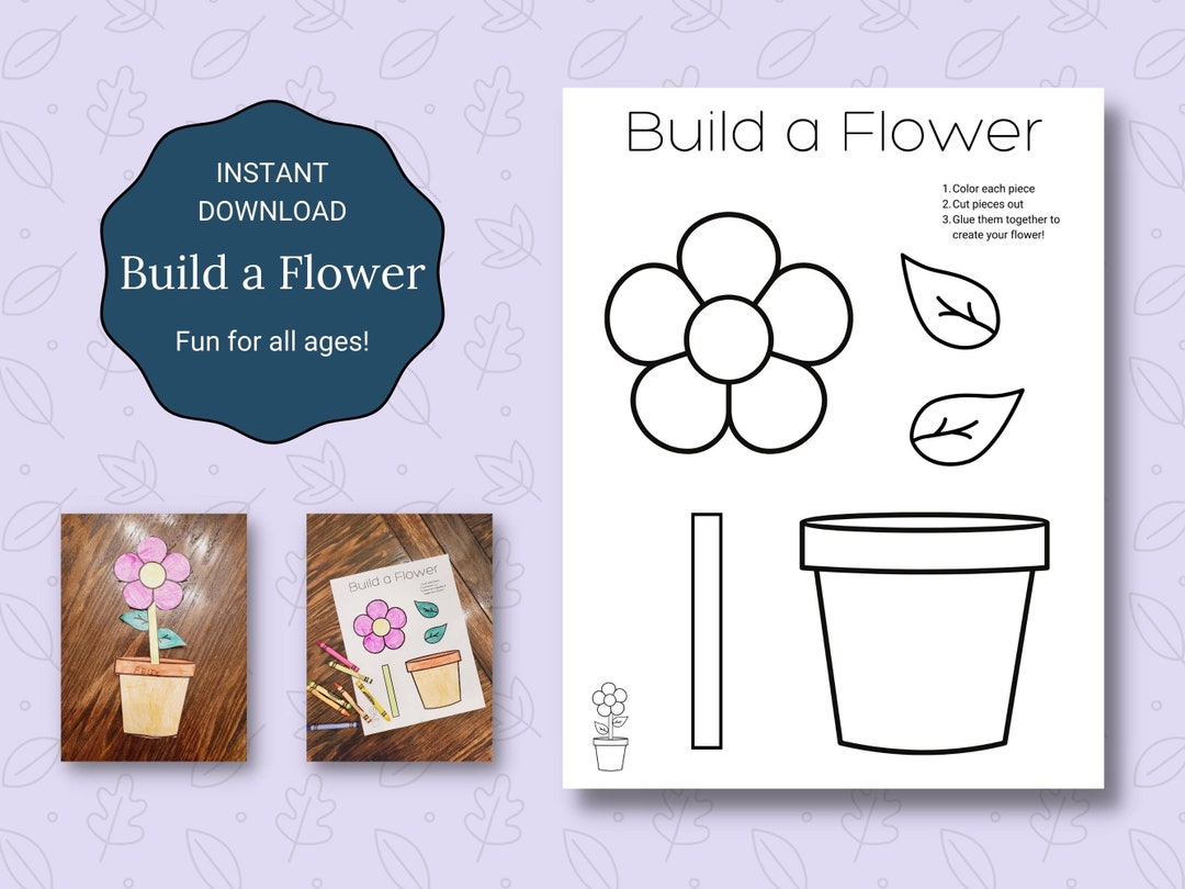 Build a Flower Printable Craft, Indoor Preschool Activity, Rainy Day ...
