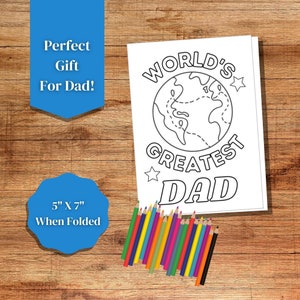 Father's Day Card, Printable Coloring Page, World's Greatest Dad ...