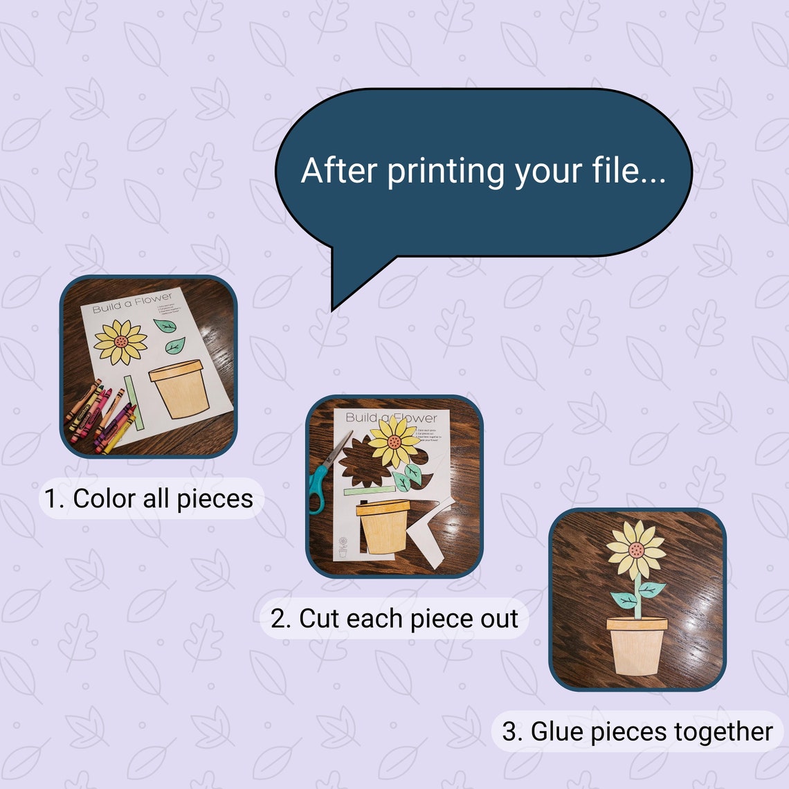 Build a Flower, Sunflower Craft, Fun School Project, Indoor Activity ...