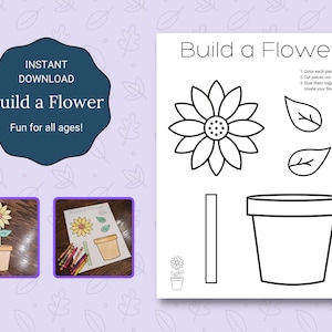 Build a Flower, Sunflower Craft, Fun School Project, Indoor Activity ...