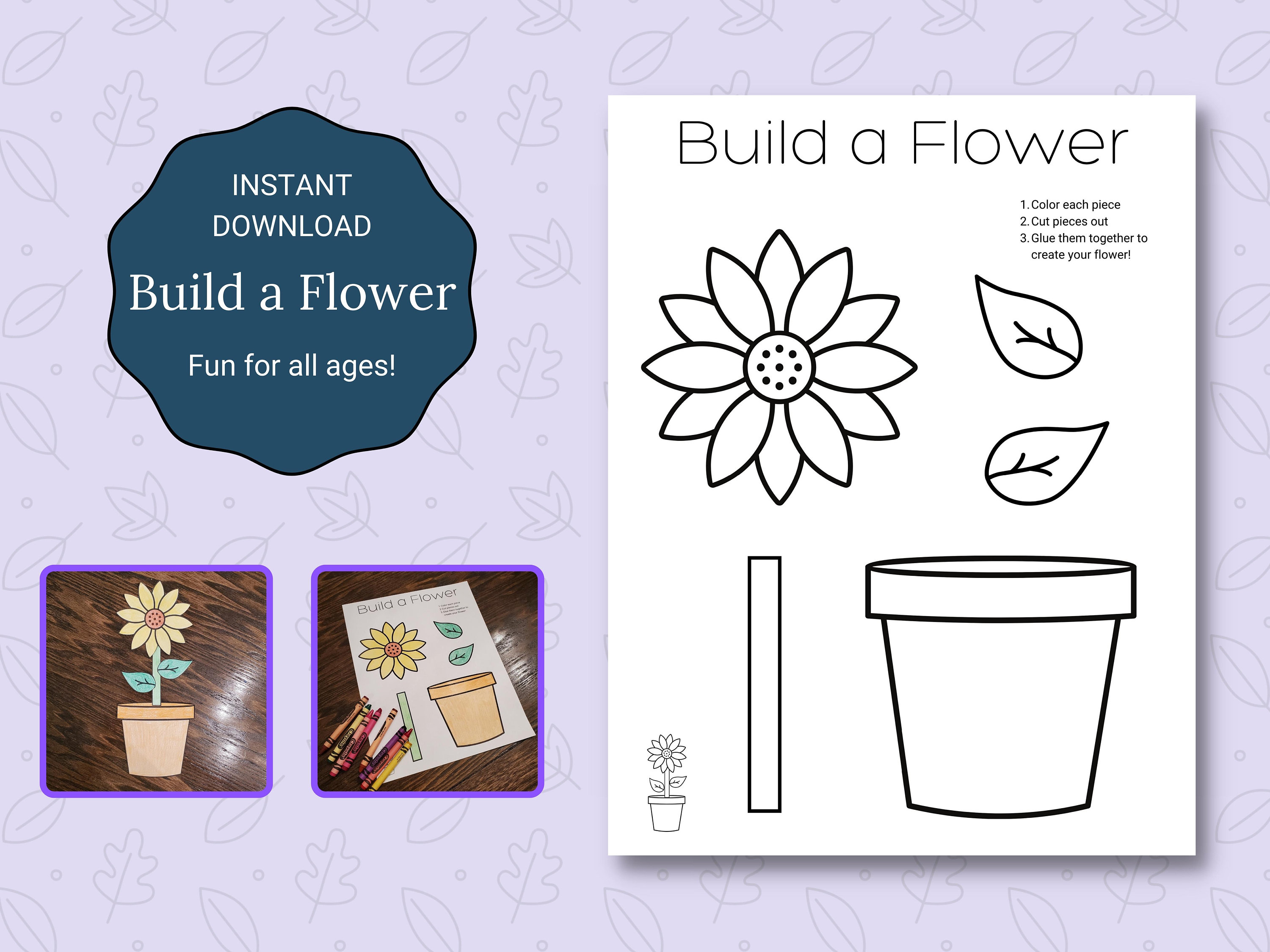 Build a Flower, Sunflower Craft, Fun School Project, Indoor Activity ...