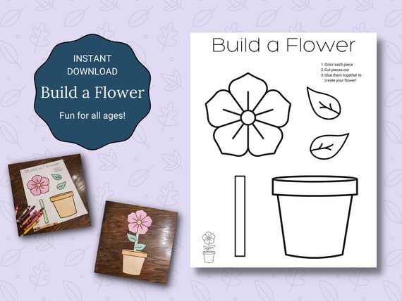 Build a Flower Indoor Fun Printable Craft Preschool - Etsy