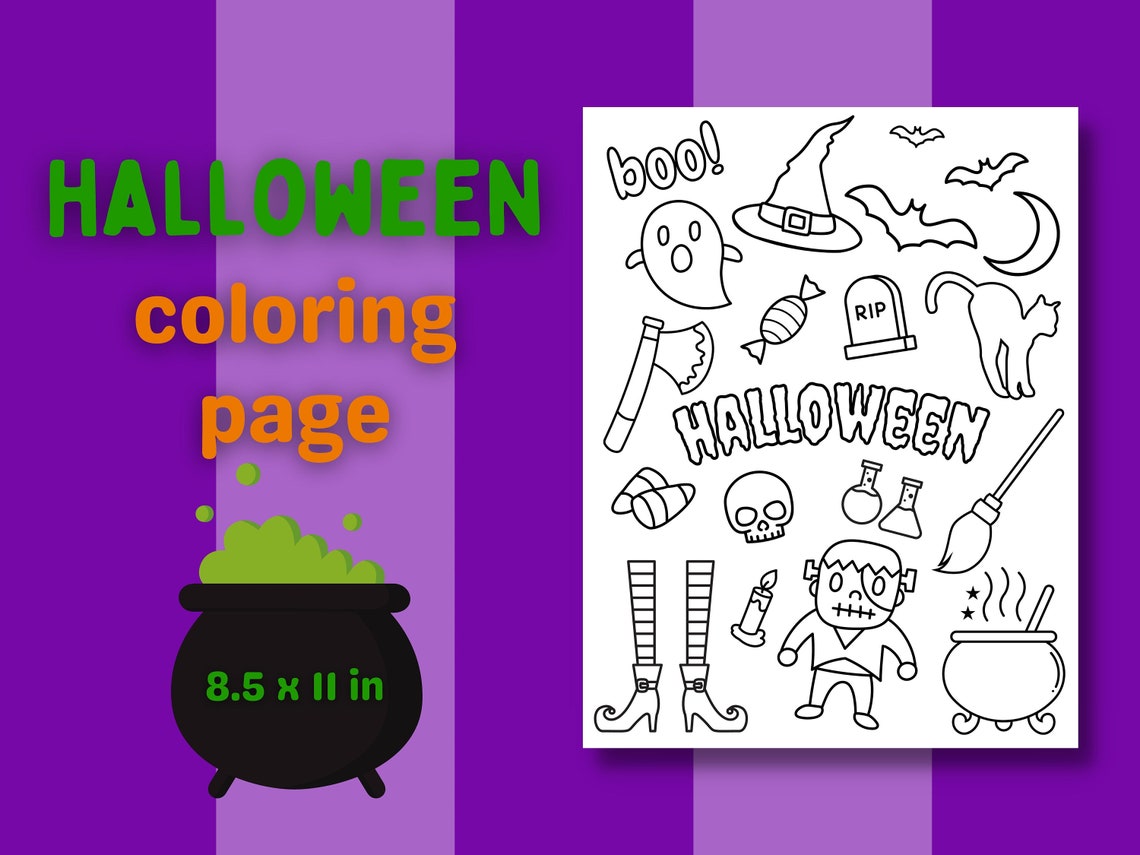 Halloween Coloring Page, Happy Halloween, Fall Activity Sheet, Teacher ...