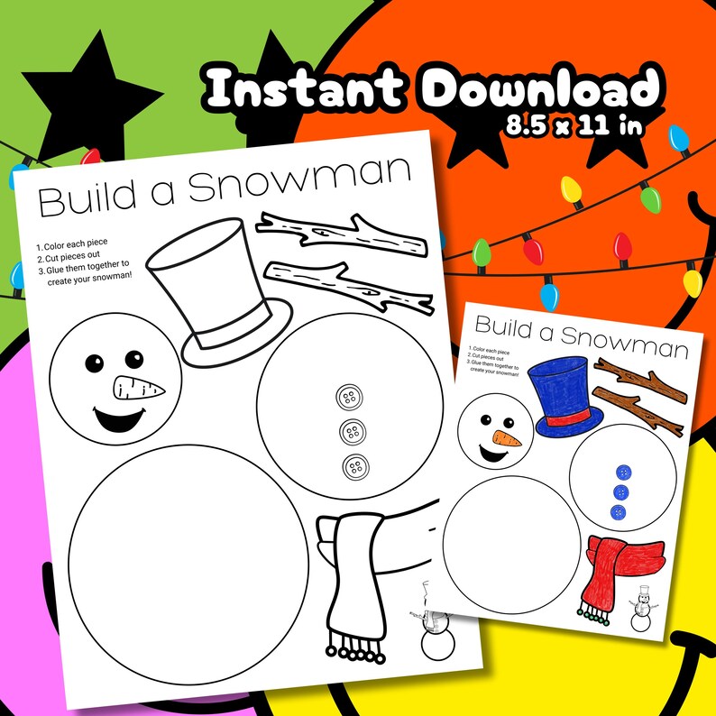 Build a Snowman | Cut & Paste Printable Craft for Kids | winter ...