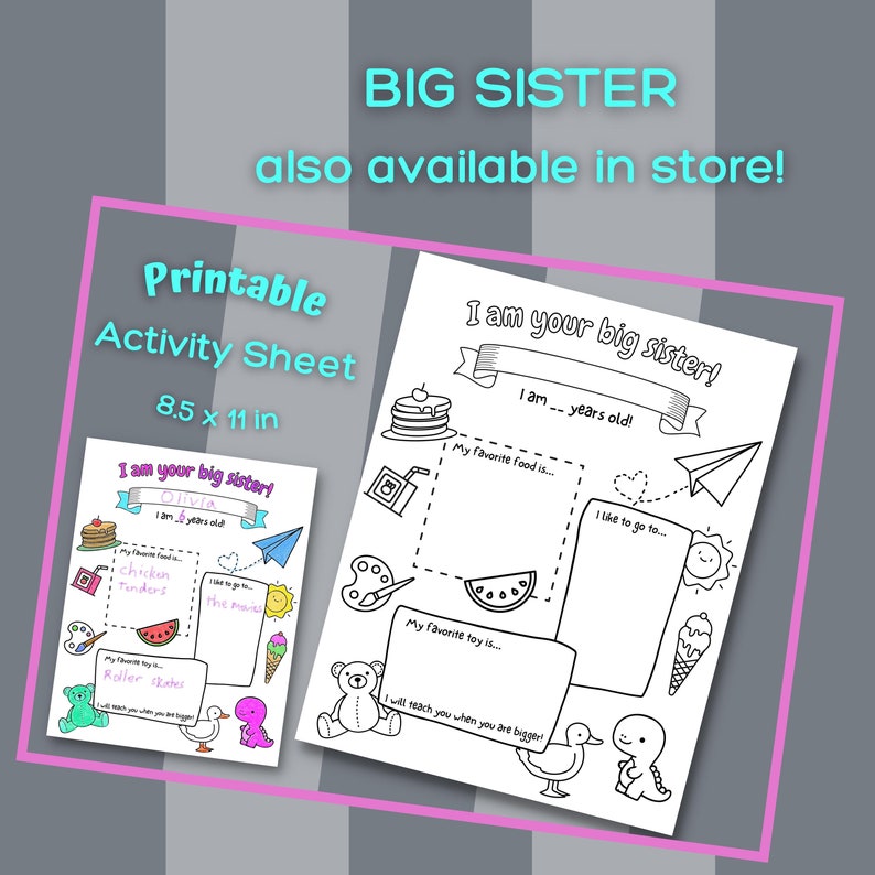 Big Brother Coloring Page, New Sibling Gift (digital Download) - Etsy