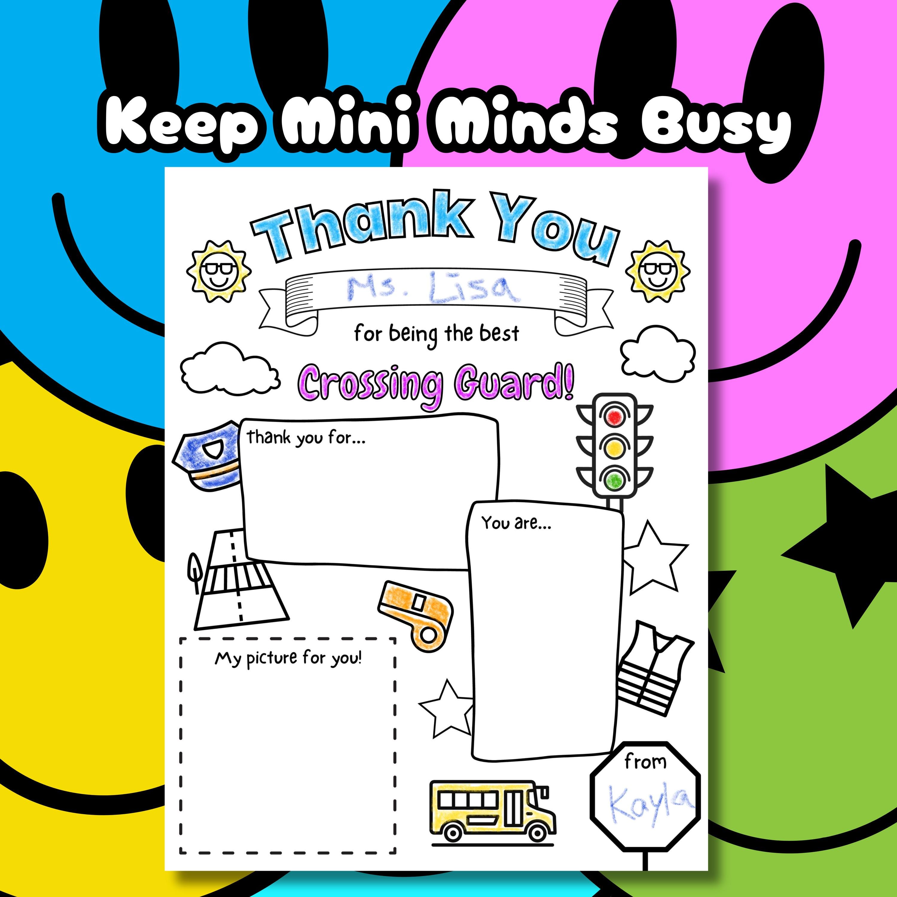 Thank You Crossing Guard Coloring Page, Printable Appreciation Gift for ...