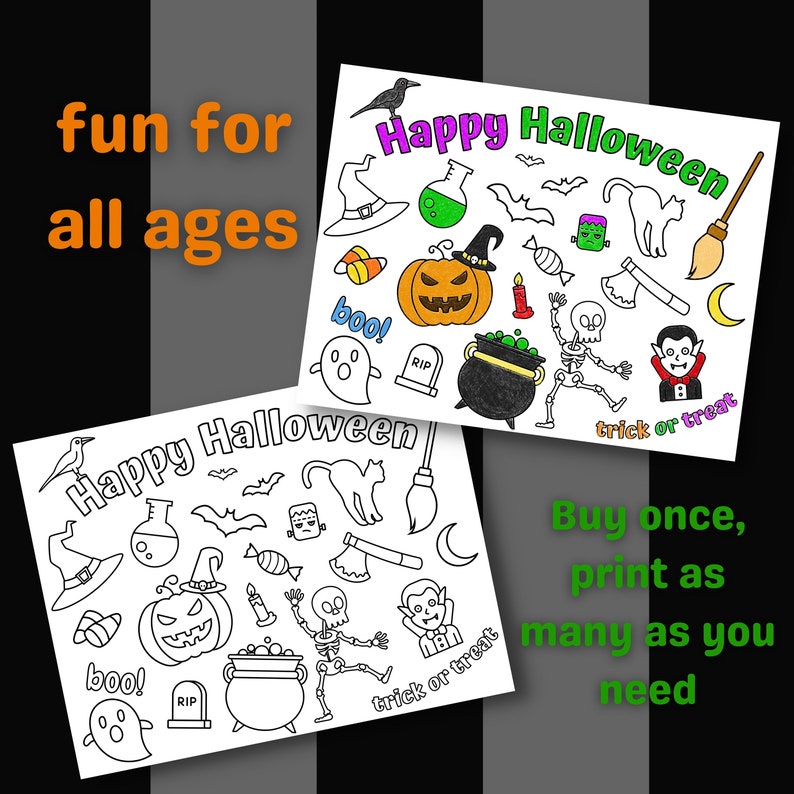 Halloween Coloring Page: Elementary School Activity (PDF & JPG) - Etsy