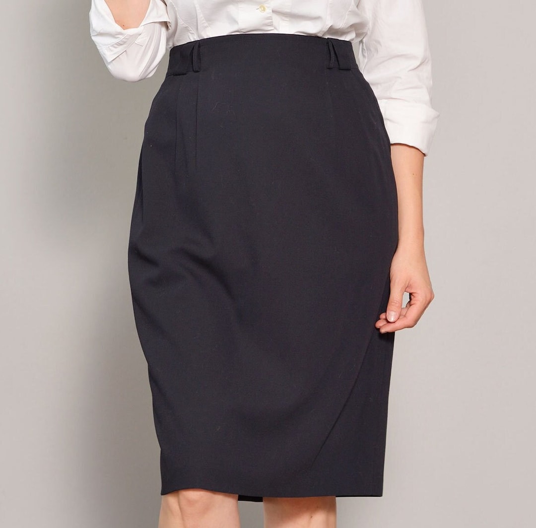 Size 10 High Waisted Body Hugging Black Basler Skirt Wool Blend Mini ...