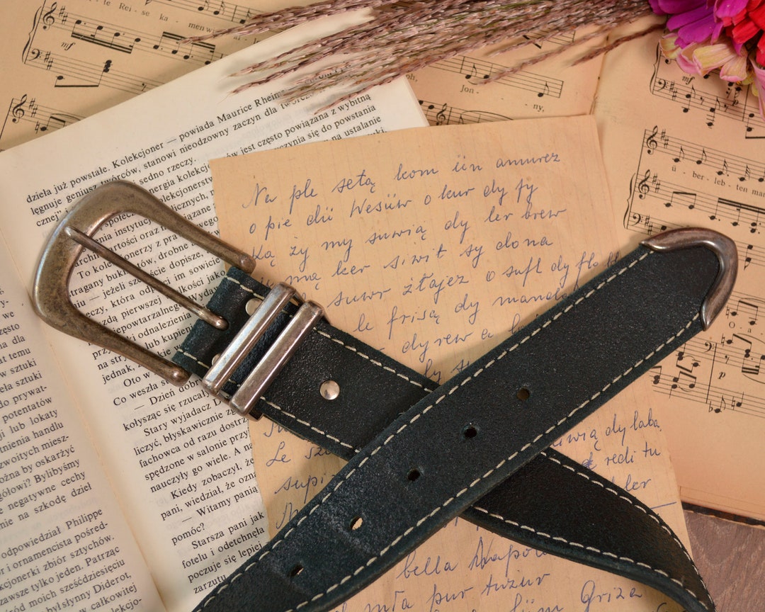 Dark Green Extra Small Leather Belt Minimalist Thick Leather Basic Belt ...