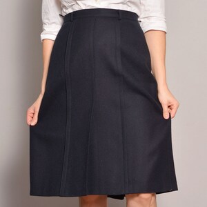 Size 8 Pure Wool Skirt Navy Blue Basler Skirt 80s Dark Skirts High Rise ...