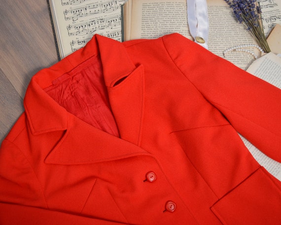80s Classic Hot Red Blazer Classic Shape Basic Formal Jacket | Etsy