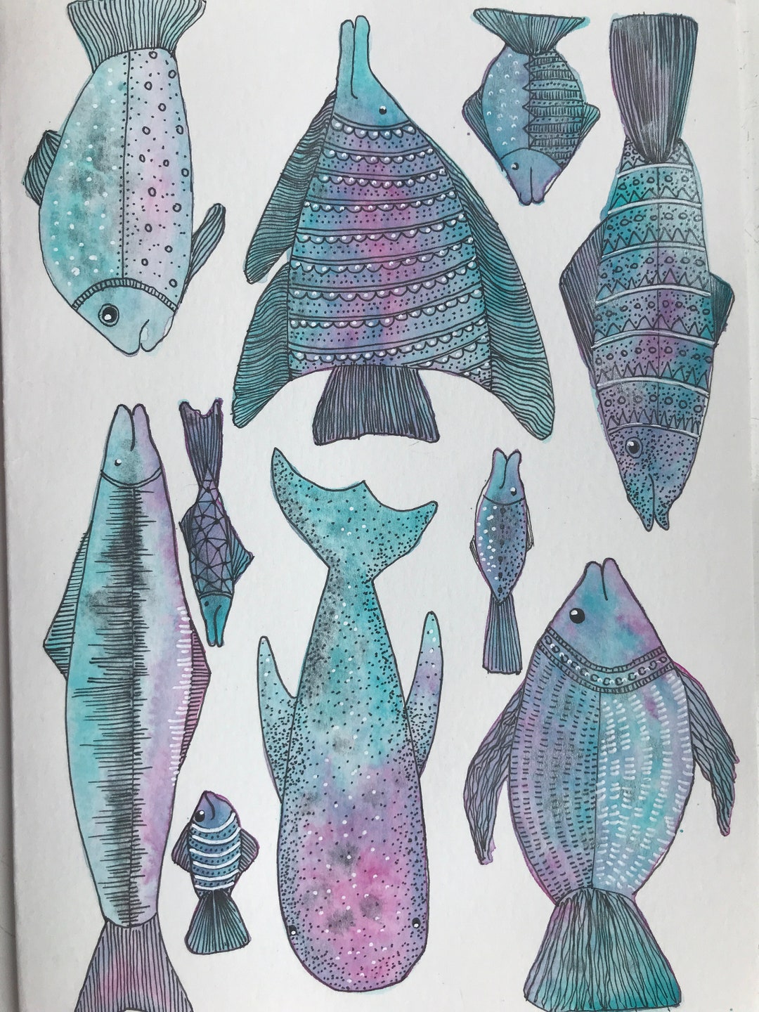 Mindful Fishes - A Self Paced Mini Watercolour Class With Rae - Etsy