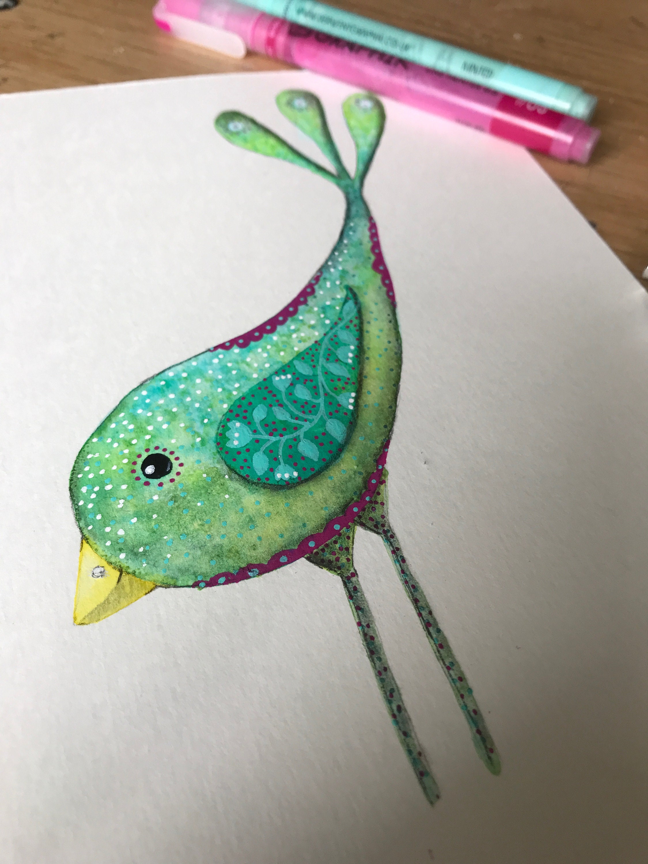 Mindful Folk Art Birds 3 Ways-a Self Paced Stand Alone Water | Etsy