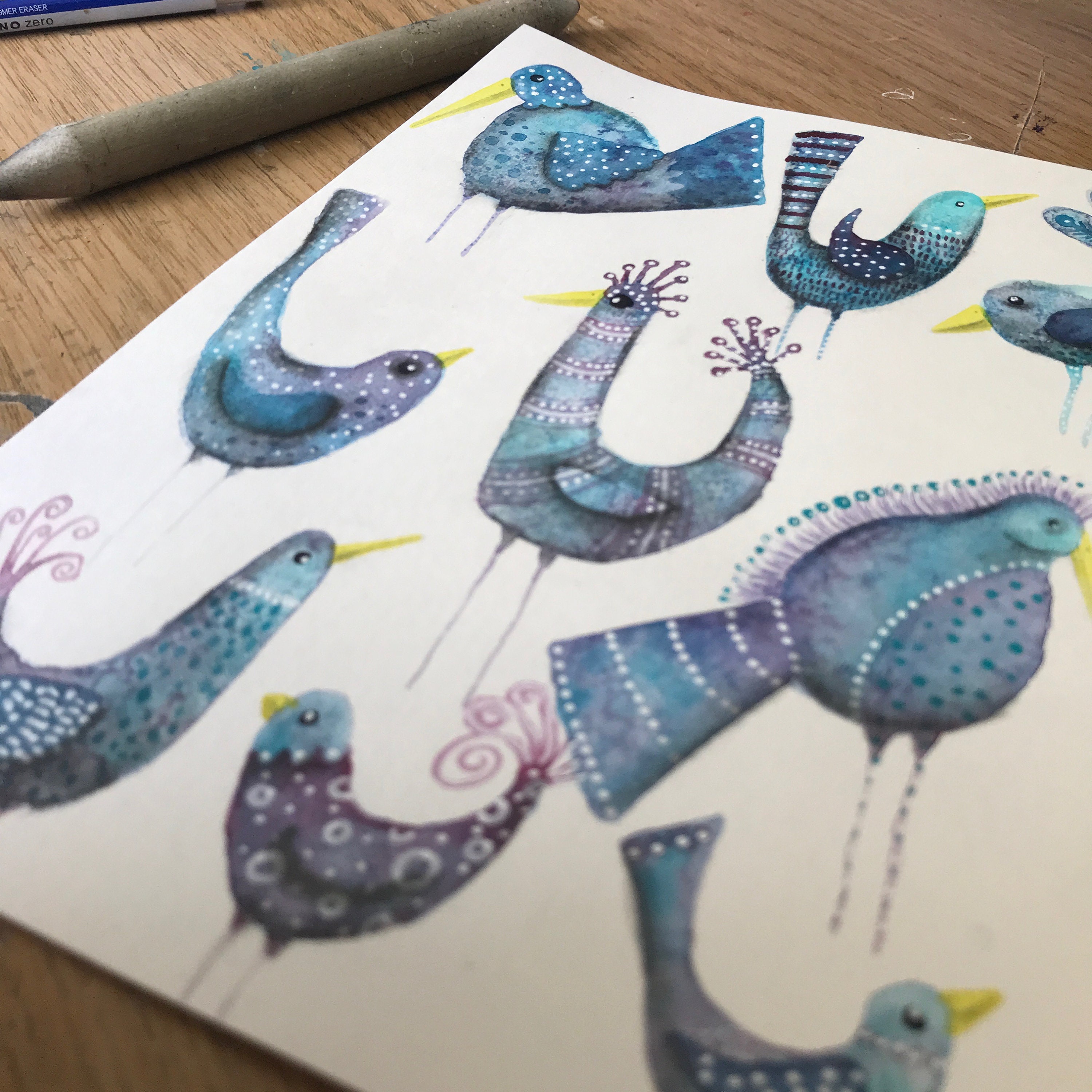 Mindful Folk Art Birds 3 Ways-a Self Paced Stand Alone Water Colour ...
