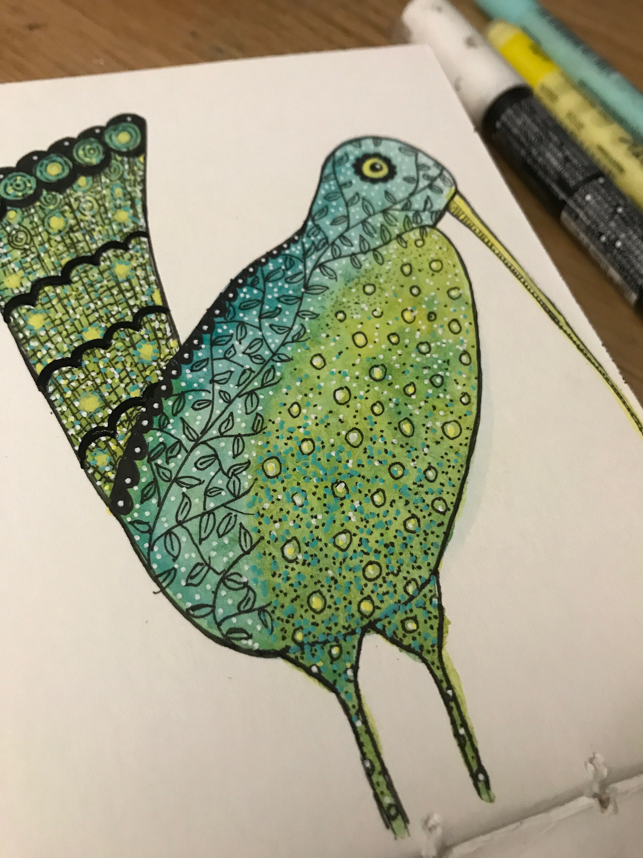 Mindful Folk Art Birds 3 Ways-a Self Paced Stand Alone Water | Etsy