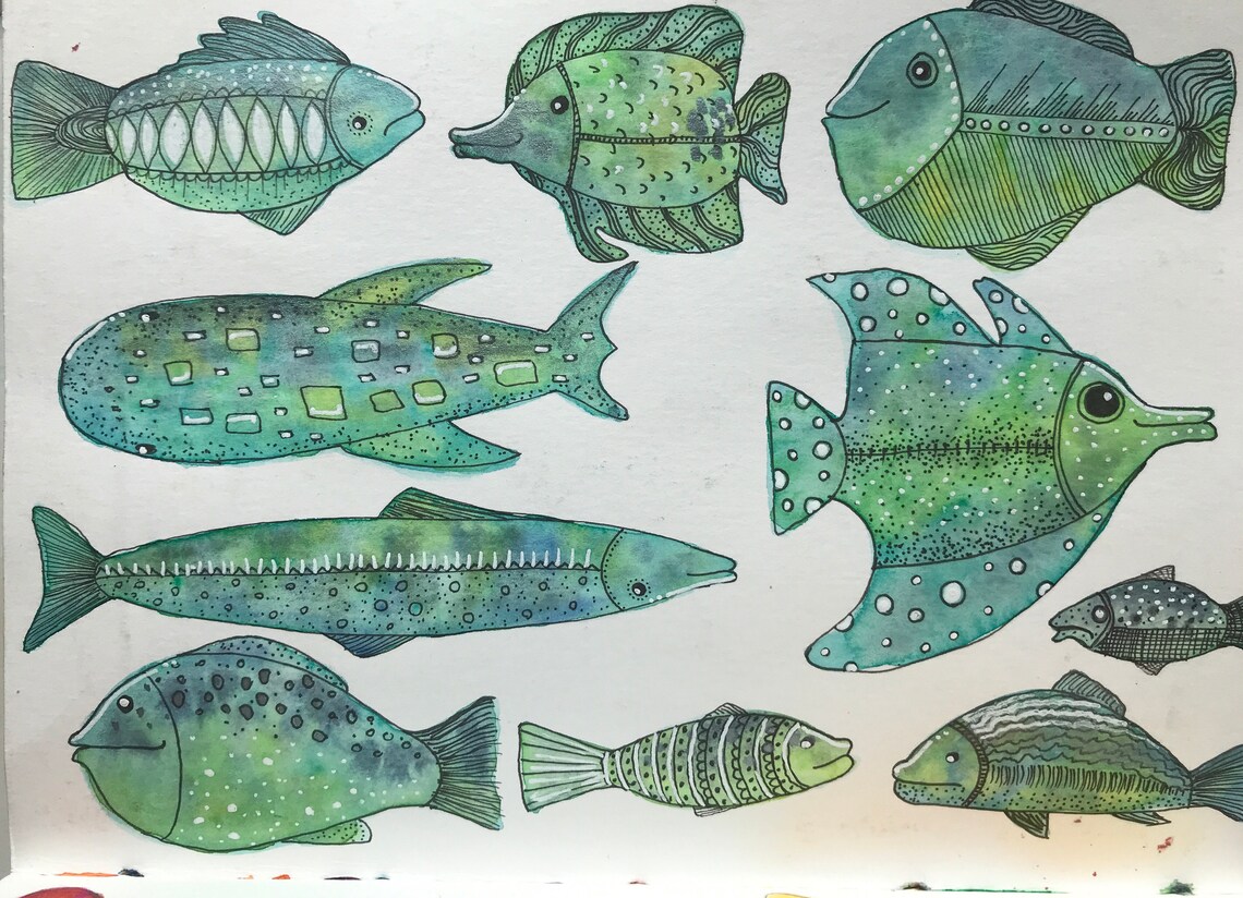 Mindful Fishes - A Self Paced Mini Watercolour Class With Rae - Etsy
