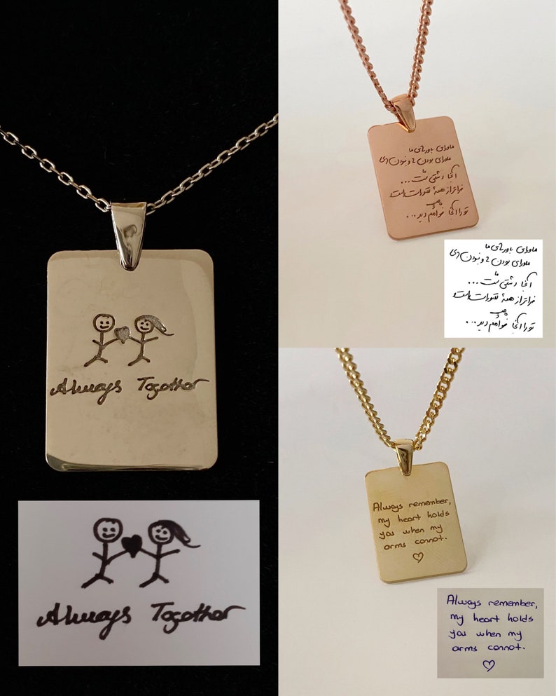 Custom Handwriting Necklace Actual your Own Handwriting - Etsy