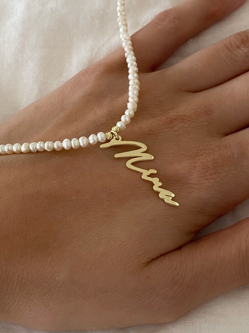 Custom Pearl Necklace Real Pearl Name Choker Personalized - Etsy