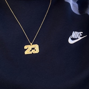 Sport Number Necklace, 14K Gold Player Number Pendant, Mens Custom ...