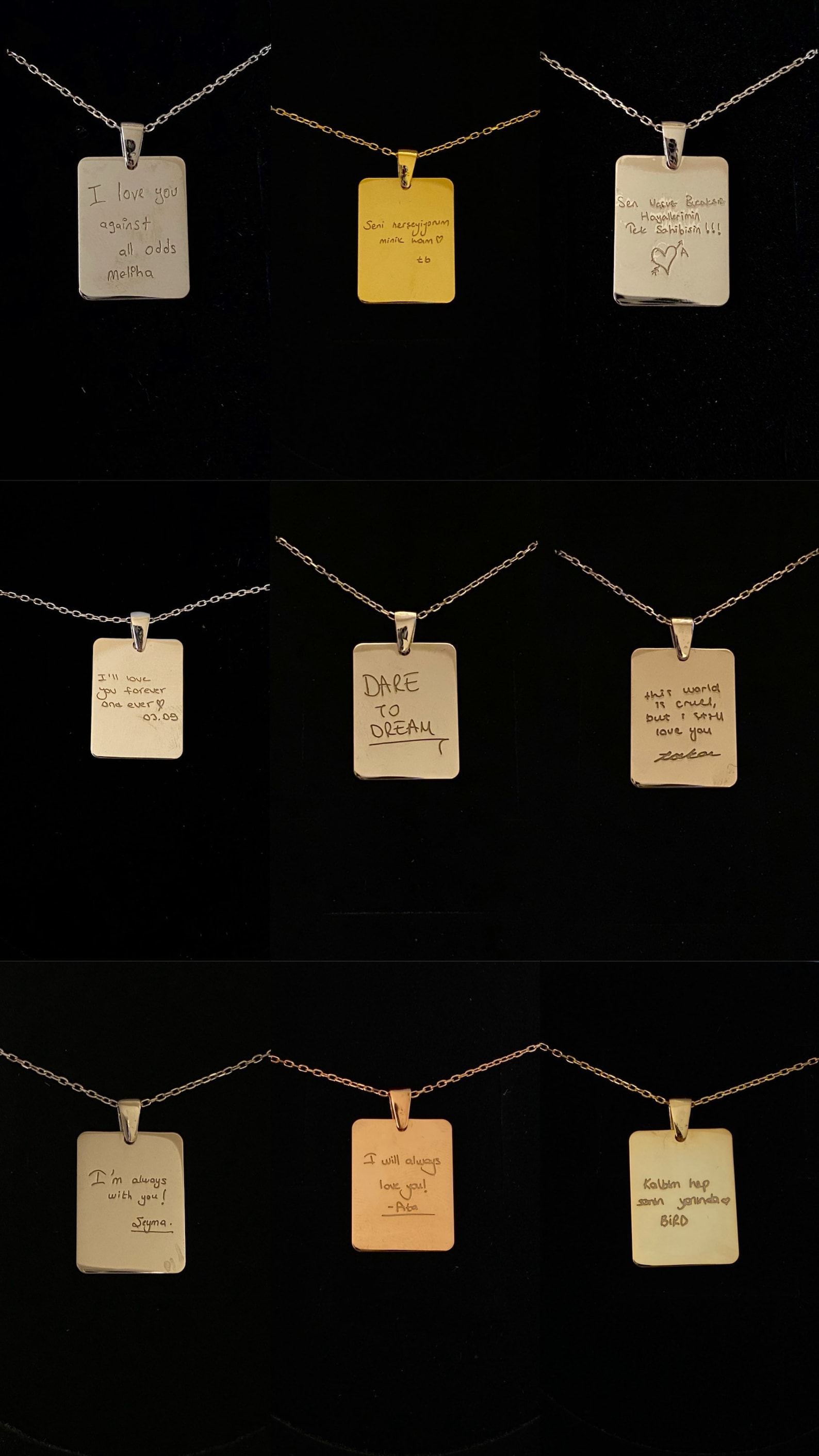 Custom Handwriting Necklace Actual your Own Handwriting - Etsy