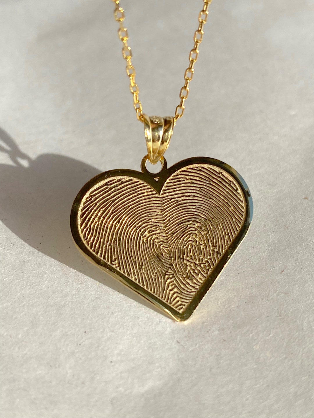 Fingerprint Heart Necklace Made of 2 Different Fingerprints, Engraved ...