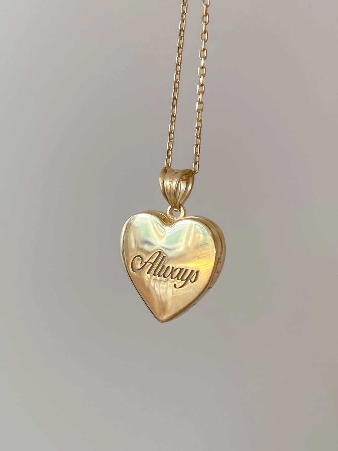 Personalized Heart Locket Necklace, Custom Locket Pendant, 14k Gold ...