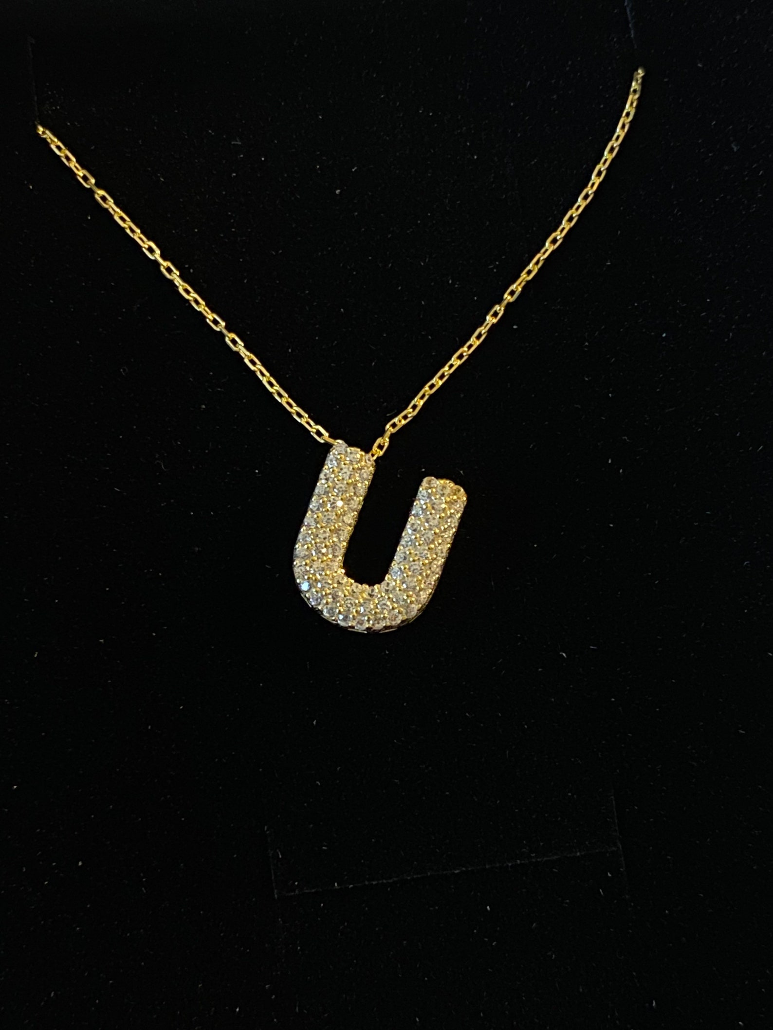 Crystal Bubble Letter Necklace 14k Gold Balloon Initial - Etsy