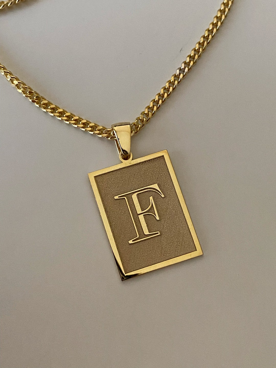 Custom Letter Pendant With Curb Chain, 925 Sterling Silver Initial ...