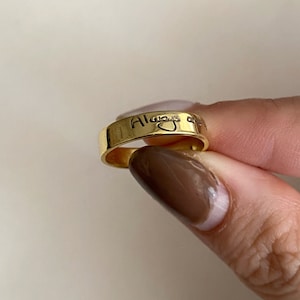 Custom Handwriting Ring, Actual (your Own) Handwriting, 14k Gold ...