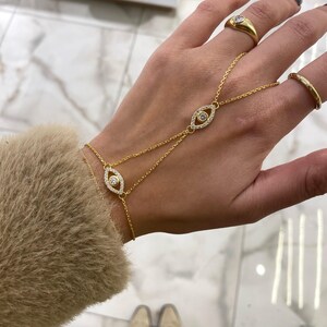 Gold Hand Chain, Bridal Hand Chain Bracelet, Silver Sahmaran, Finger ...