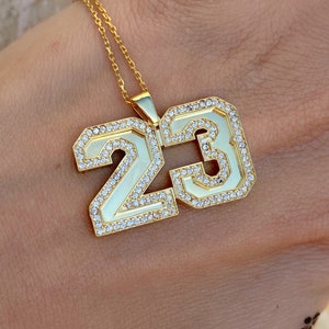 Sport Number Necklace, 14K Gold Player Number Pendant, Mens Custom ...