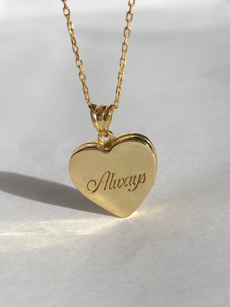 Personalized Heart Locket Necklace, Custom Locket Pendant, 14k Gold ...