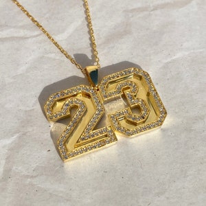 Sport Number Necklace, 14K Gold Player Number Pendant, Mens Custom ...