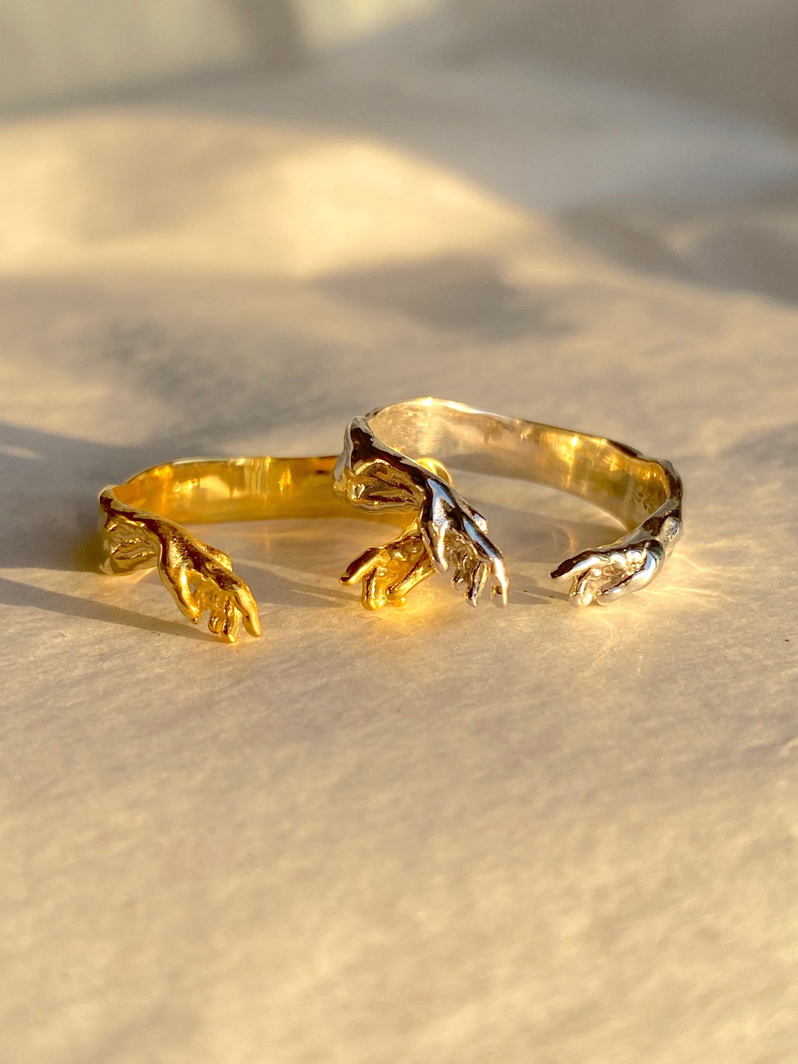 Hand of God Giving Life to Adam Ring, Sterling Silver the Hands Ring ...
