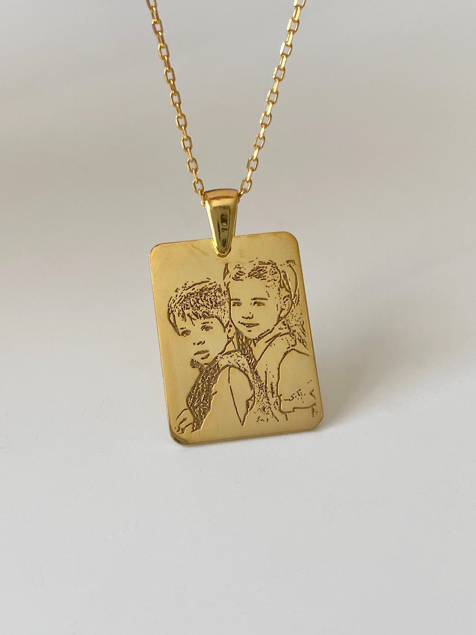 Personalized Photo Engraved Necklace, Custom Picture Engraving, 14k ...