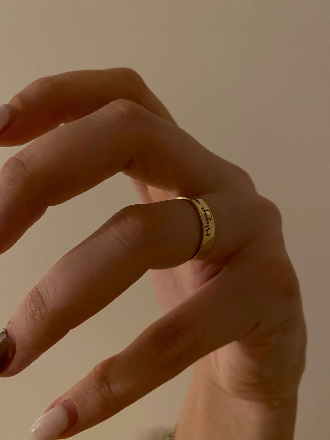 Custom Handwriting Ring, Actual (your Own) Handwriting, 14k Gold ...