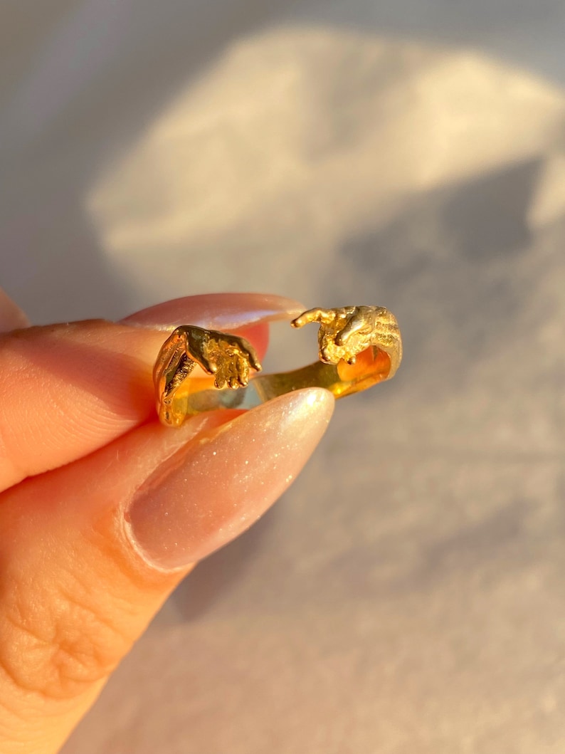 Hand of God Giving Life to Adam Ring, Sterling Silver the Hands Ring ...